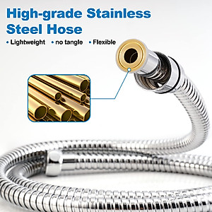 High Pressure Shower Head with handheld, Lanhado 9 Setting Handheld Shower Head with Hose & Adjustable Bracket, High Flow shower heads, Built-in Power Wash to Clean Tub, Tile & Pets, Chrome