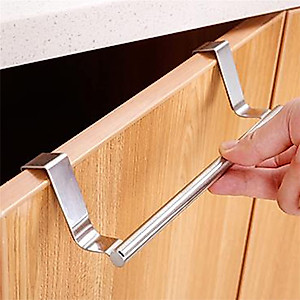 Stainless Steel Towel Rack Bathroom Towel Holder Stand Kitchen Cabinet Door Hanging Organizer Shelf Wall Mounted Towels Bar (2pcs)