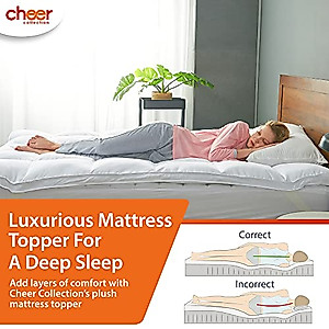 Cheer Collection Thick Mattress Topper - Ultra Luxurious Bed Topper with Stable Anchor Bands – Queen Size 60" x 80"