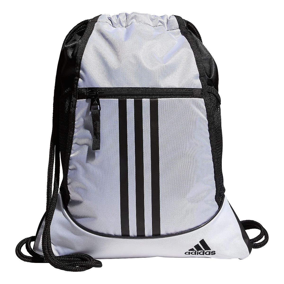 adidas Alliance Sackpack, Drawstring, Lightweight Small Gym Bag for Women, Soccer Backpack, White/Black/Black, One Size