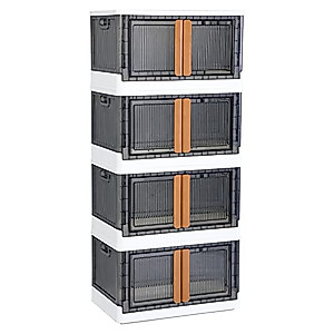 Storage Cabinet - Room Organizer, Plastic Shelves Organizer, Storage Bins with Lids, Collapsible Outdoor Storage Box, 19 Gal Office Organization, Stackable Bookshelf, 4 Pack Cube Storage Organizer