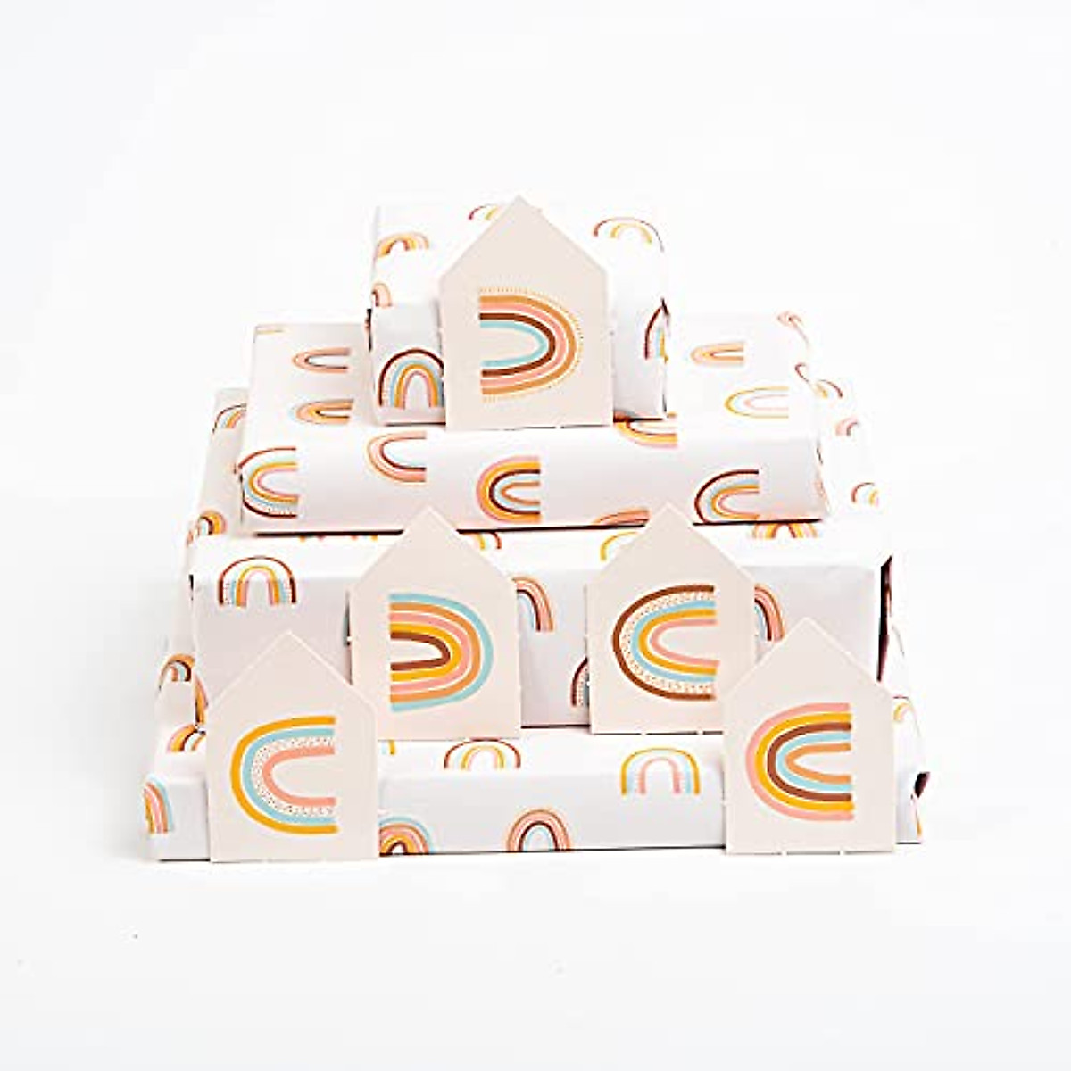 Central 23-6 Wrapping Paper Sheets - Pastel Rainbows - Birthday Gift Wrap for Women Girls Kids - Easter Paper - Baby Shower - Eco and Made in the UK