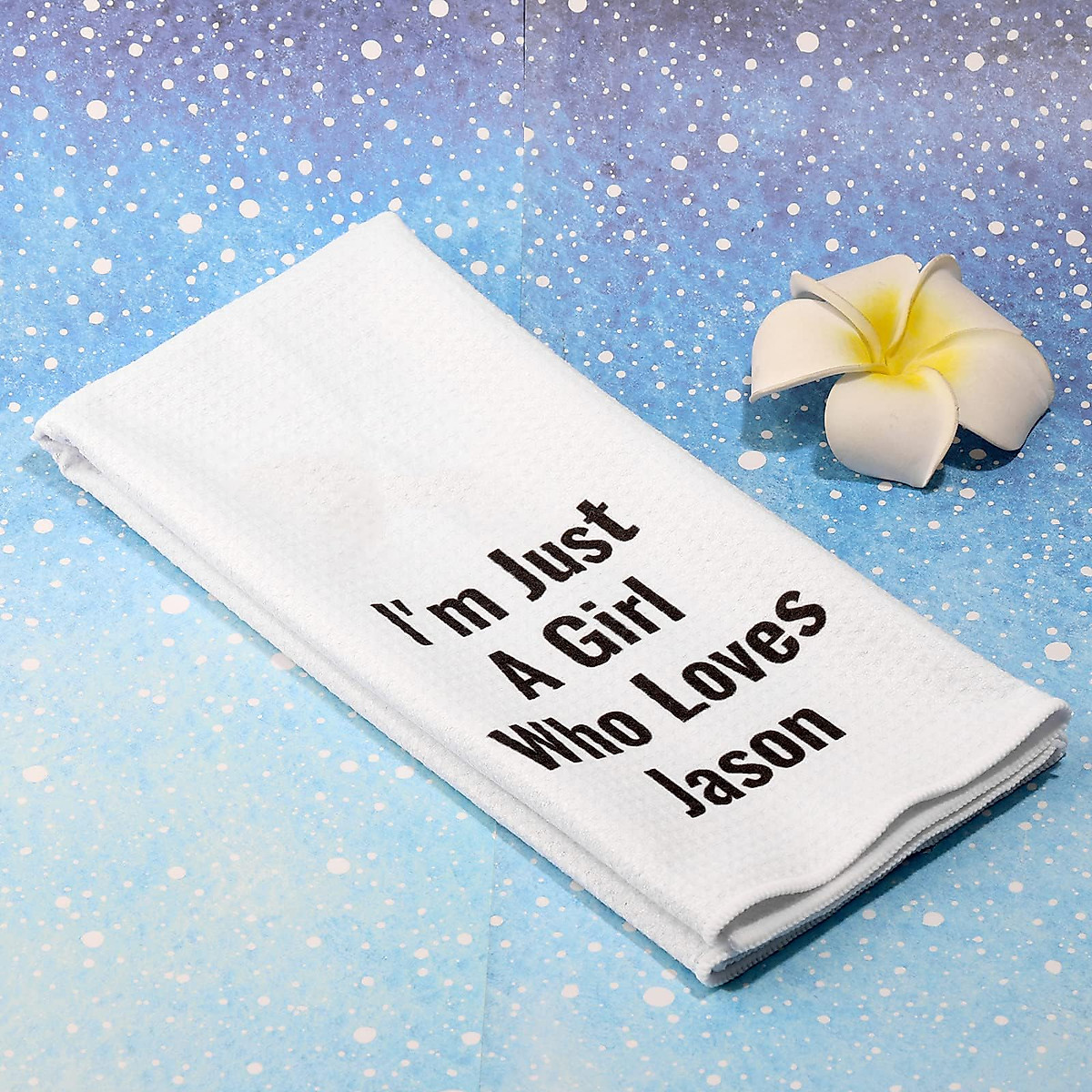 MEIKIUP Horrible JS Inspired Gift Thriller 80's Horror Halloween Kitchen Towel I'm Just A Girl Who Loves JS for Fans Housewarming Gift