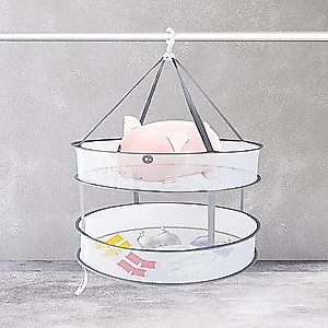 FGY Mesh Clothes Drying Rack, 3-Tier Windproof Sweater Drying Rack & 2-Tier Foldable Cloth Hanging Rack, Pop Up Clothes Dryer Rack for Delicate, Dress, Swimsuit, Shirt, Underwear, Sweater, Gown
