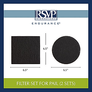 RSVP International Kitchen Collection Compost Pail, Filter Replacement, 2-Piece, 1/2-Gallon, Charcoal