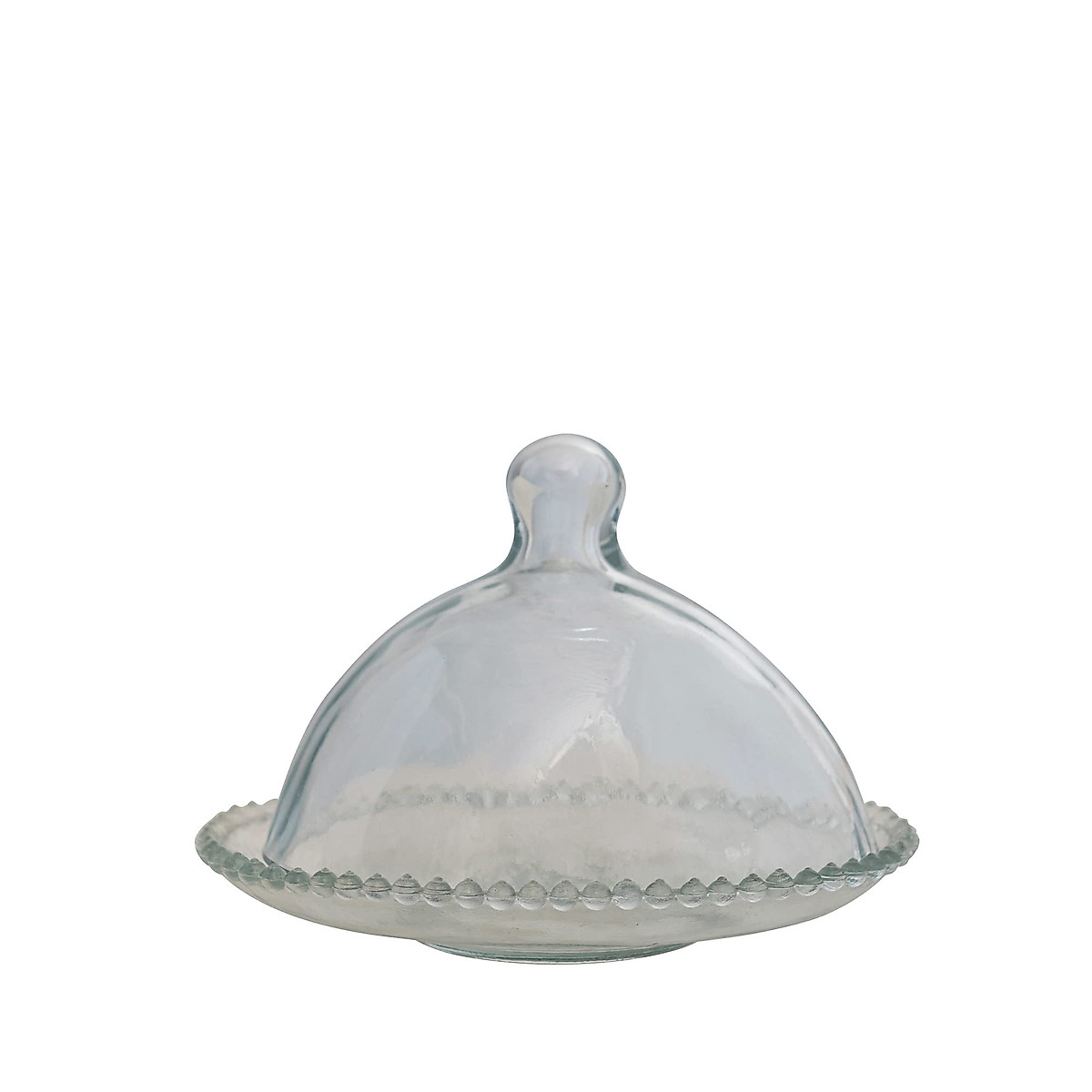 Creative Co-Op Glass Cloche and Hobnail Edge Tray, Clear