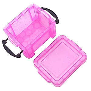 Sevenfly Family Plastic Storage Bin with Lid Medicine Box Lockable Container ​for Toy Desktop Jewelry Accessory Drawer Or Kitchen,Purple