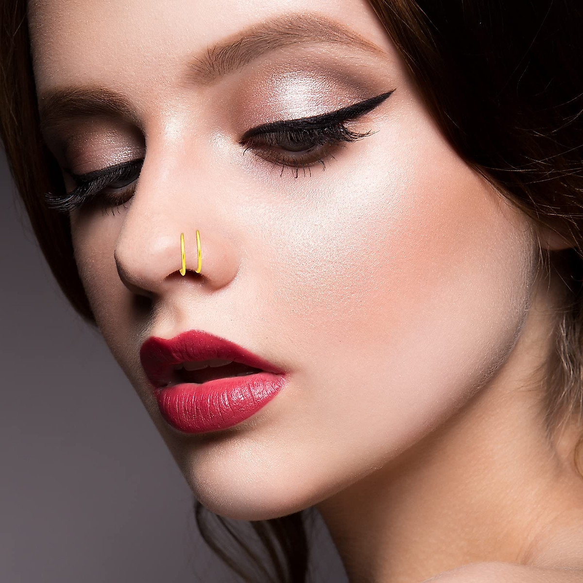 ONESING 18 PCS 20G Gold Nose Rings for Women Surgical Stainless Steel Nose Piercings Jewelry Nose Rings Hoops L Shape Nose Studs Nose Jewelry Screw Helix Earrings for Women Me