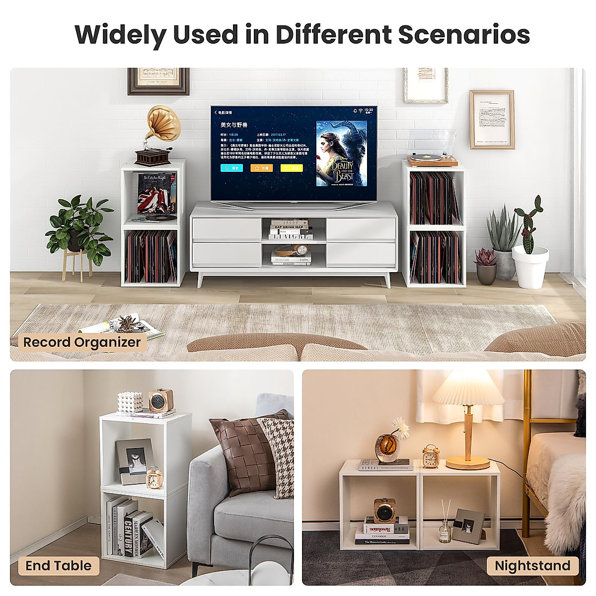 Giantex 2 Cube Bookshelf Organizer, 2-Tier Stackable Cube Storage Organizer, Small Wooden Open Book Shelf with Anti-toppling Device, Wood Floor Standing Display Shelving Bookcase, White