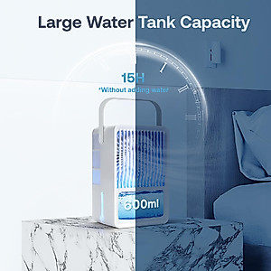 Portable Air Conditioners, Airlysita Evaporative Air Cooler with LCD Screen, Fan Speed&Spray, 7 RGB Lights,USB Powered,1-8H Timer, Personal Air Conditioners, Portable Air Conditioners for Home Office