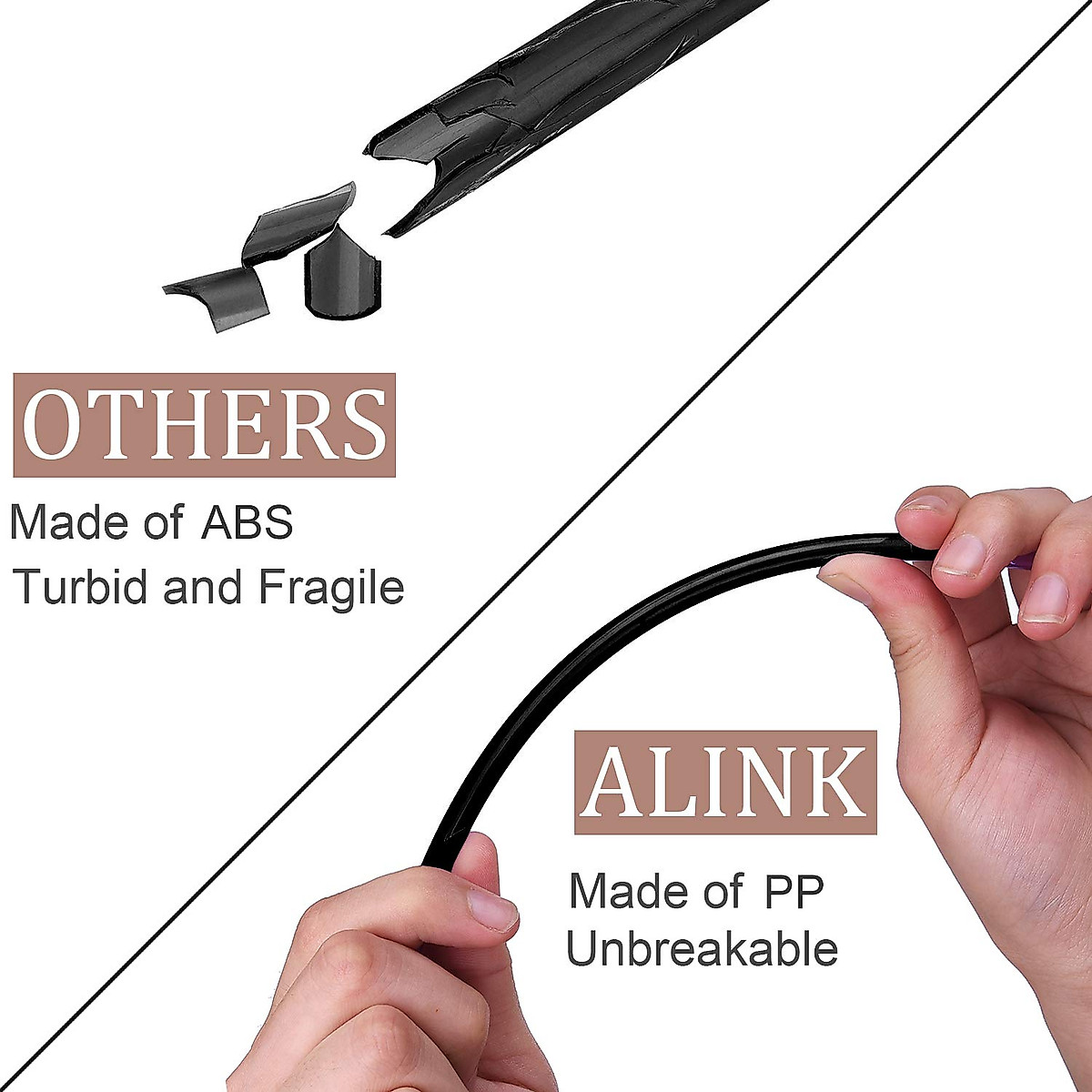 ALINK 13 inch Extra Long Reusable Plastic Black Straws, 12-Pack Tumbler Straws for Stanley Cups, 1 Gallon, 64 oz 40 oz 32 oz Water Bottles, Pack of 12 with Cleaning Brush