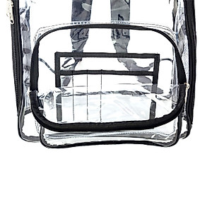 K-Cliffs Heavy Duty Clear Backpack Quality See Through Student Bookbag Durable PVC Travel Transparent Workbag Stadium Security Bag | Black