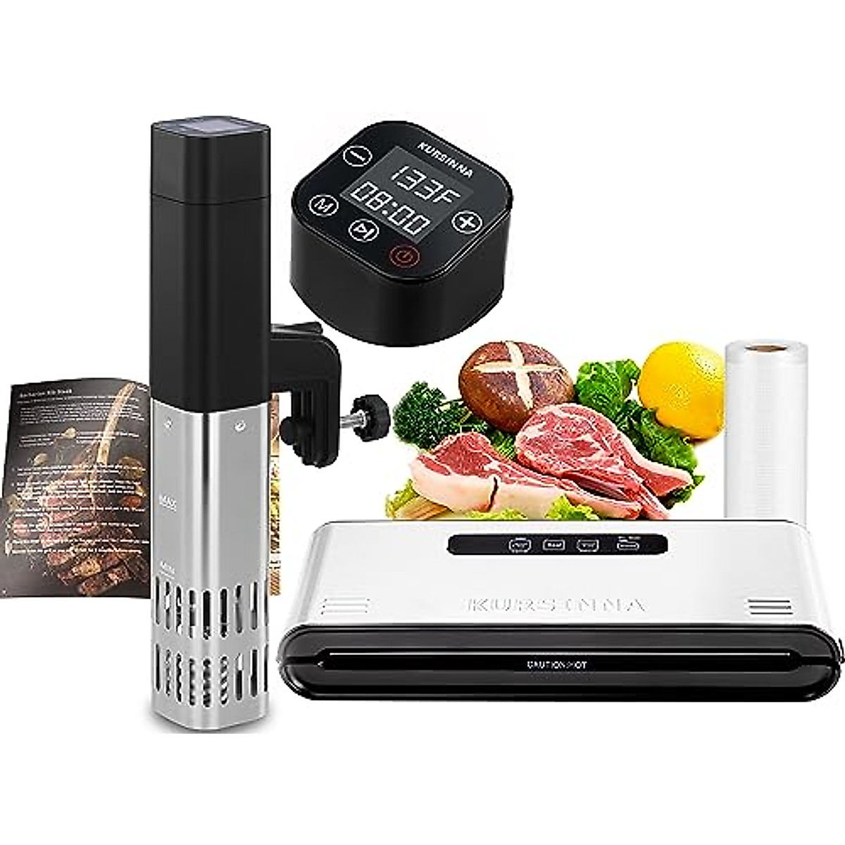 KURSINNA 1000W Sous Vide Machine and 85kPa Vacuum Sealer Machine Combo Pack, Immersion Sous Vide Cooker Circulator with Food Save Vacuum Sealing System
