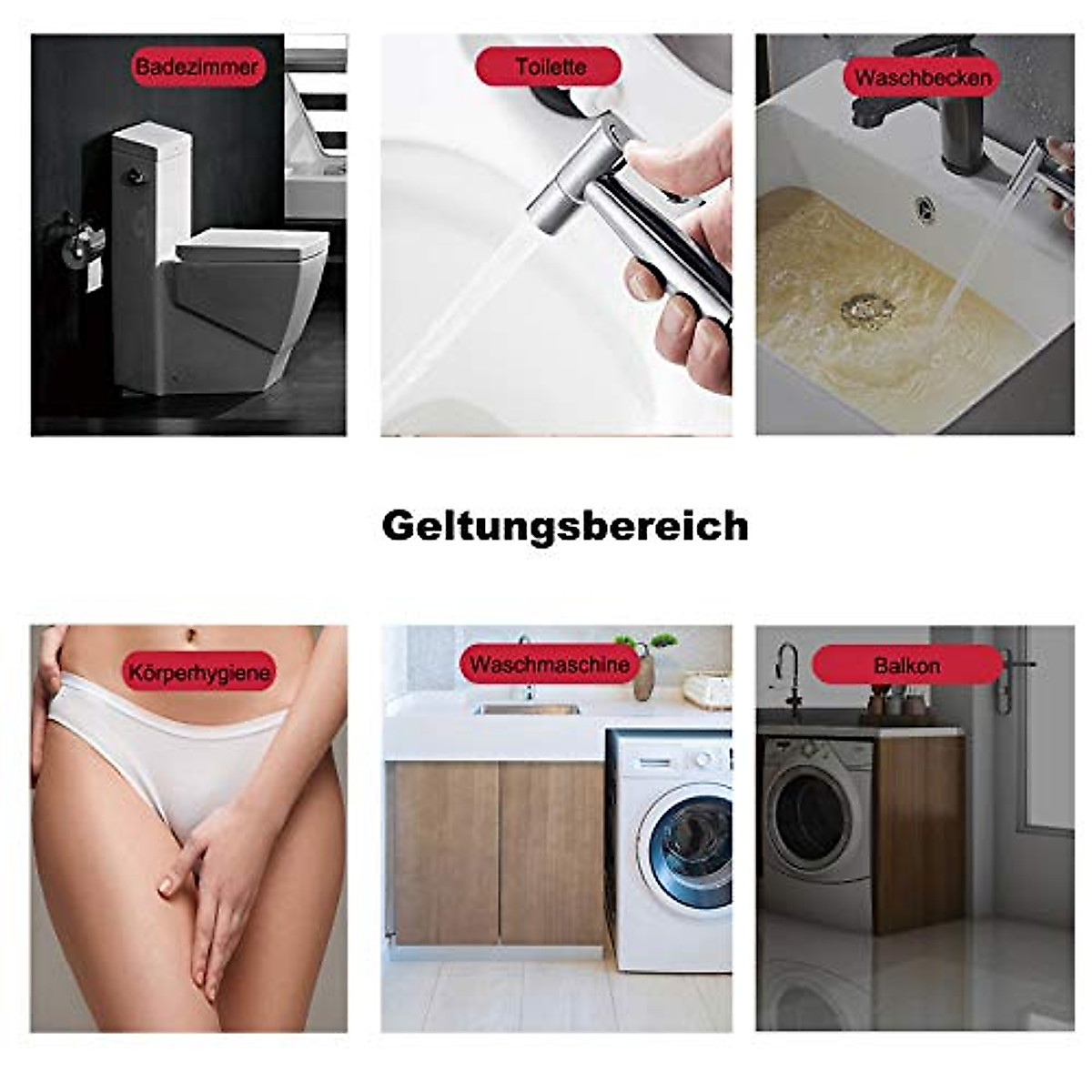 Handheld Bidet Sprayer Head Stainless Steel Bathroom Bidet Spray Toilet Faucet Sprayer for Shower Bathroom Douche Shattaf Hygiene Toilet Cloth Diaper Cleaning (Black)