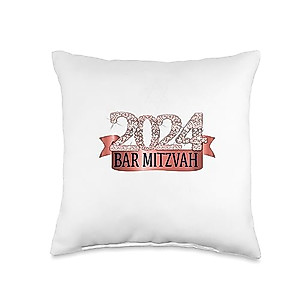 2024 Bar Mitzvah Gifts & Decorations For Boys Bar Mitzvah 2024 I with Pride & Joy I Rose Banner Decor Throw Pillow, 16x16, Multicolor