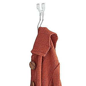 mDesign Hanging Closet Storage Hook - Organizes Handbags, Scarves, Ties, Belts, Accessories - Great for Men, Women & Kids Bedroom, Hall & Coat Closet - Hangs Below Wire Shelving, 4 Pack - Chrome/Clear