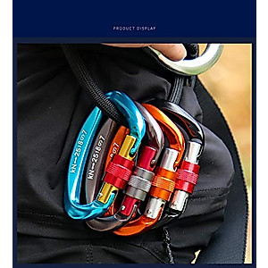 Climbing Carabiner 5 Pack Auto Locking Heavy Duty Caribeaners Twist Lock Screwgate Aluminum Lightweight for Climbing, Mountaineer, Hammock, Camping, Outdoor Equipment,Backpack,Keychain,Dog Leash