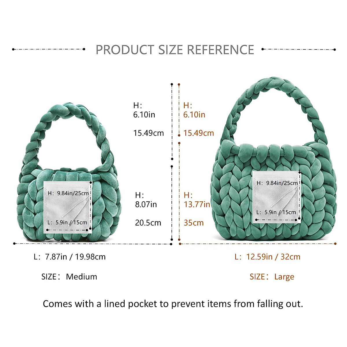 Handwoven Tote Bags for Women Chunky Yarn Knit Shoulder Bag Handmade Braided Purse(Dark Green)