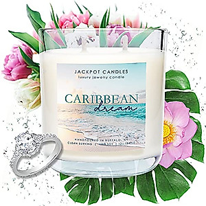 Jackpot Candles Caribbean Dream Candle with Ring Inside (Surprise Jewelry Valued at 15 to 5,000 Dollars) Ring Size 7