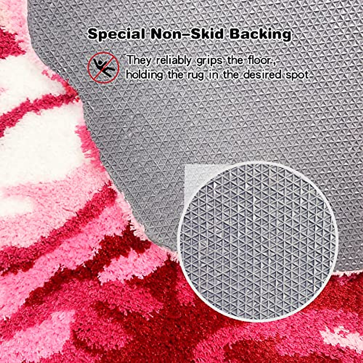 ABREEZE Rose Rug Rose Carpet Pink Plush Bath Mat Door Mat Nonslip Bathroom Rug Flower Rug Kitchen Area Rugs Modern Living Room Rug, Pink