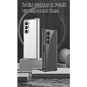 BAILI Galaxy Z Fold5 Transparent Case,HD Clear TPU Cover for Samsung Galaxy Z Fold5,Ultra-Slim Z Fold5 Case Built-in Screen Protector,Crystal Clear Four Corners Protective Cover for Fold5-Clear