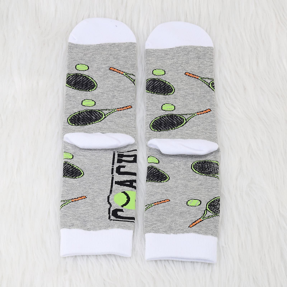 MBMSO Tennis Coach Gifts 2 Pair Tennis Coach Socks Appreciation Gifts for Tennis Coach Novelty Tennis Ball Socks (2 Pair Tennis Coach Socks)
