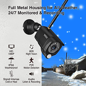 Tonton [Add -on IP Camera] 1080P Full HD 2MP Wireless IP Network Camera,Metal Housing,Waterproof Outdoor Indoor Security Camera with PIR Sensor,2 Way Audio, Only Suitable 8/10CH NVR (Black)