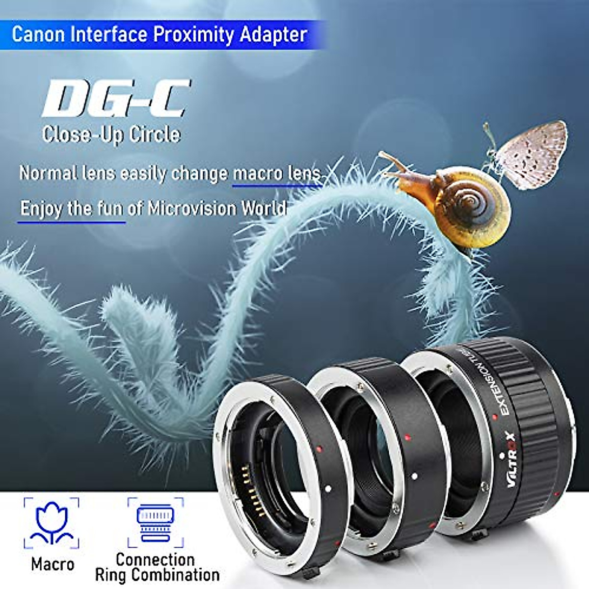Viltrox Metal Mount Auto Focus Macro Extension Tube Ring Set 12mm 20mm 36mm for Canon EF & EF-S Lens DSLR Camera 760D 700D 90D 80D 70D 5D 6D 7D 1300D Rebel T6 T7 T5 T8i T7i T6i T6s T5i T4i SL3