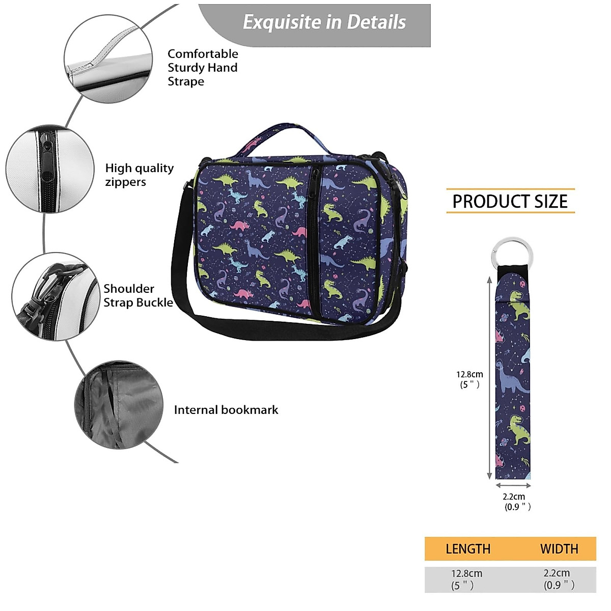 DMOYALA Dinosaur Bible Case for Women Cute Bible Bags with Zipper Bible Journaling Supplies Bible Accessories Makeup Bag Womens Purses and Handbags Bible Case Wrist Key Chain 2 Pcs Set