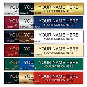 Lasercrafting Office Desk Name Plate or Door Sign - 2"x12" or 2" x 10" - Laser Engraved Indoor/Outdoor Signage Material -CUSTOMIZE. Colors and font choices to match your style.