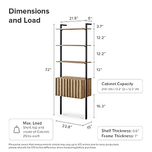 mopio Norwin 5-Tier Ladder Shelf, 3-Tier Ladder Shelf Cabinet & Ladder Desk Cabinet (Set of 3), Wall Book Shelves, Farmhouse Industrial Bookcases, Standing Shelf, Desk Shelf, Living Room, Bedroom