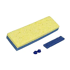 Quickie Sponge Mop Refill, Clean Squeeze, Blue, Dual Technology for Deep Cleaning and Super Asborbency Mopping, Automatic Mop- Blue/Yellow