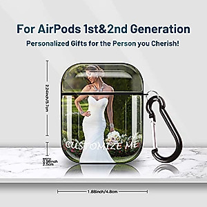 Custom AirPods 2 & 1 Case, Design Your AirPods Case with Photo/Text/Name, Top and Bottom Separated Hard PC Shockproof Protective Personalized Keychain Airpods Cover for Men and Women