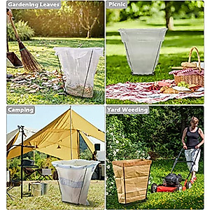 Artigarden Garden Trash Bag Holder - Outdoor Leaf Bag Support Stand Multi-Use Metal Garbage Bag Holder Frame Holds 30-45 Gallons Bag for Camping Leaves Gardening Parties Yard Weeding (Black)