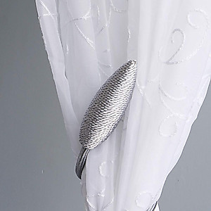 Valea Home 2 Pieces Curtain Tiebacks Clips Creative Window Drape Twist Tie Backs European Style Custom Made Curtain Holders Decorative Draperies Holdbacks, Silver Grey