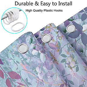 Hot Pink Flamingo Shower Curtain, Lavender Green Botanical Leaves Floral Fabric Shower Curtains Set for Women Bathroom Decorative, Plants Nature Restroom Decor Accessories with Hooks 72X72 Inch