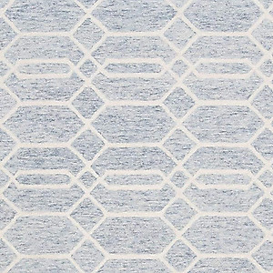 8' X 10' Blue And Ivory Wool Geometric Tufted Handmade Stain Resistant Area Rug