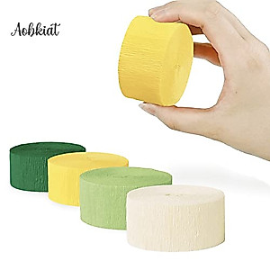 AOBKIAT Party Decorations, 8 Rolls Yellow Green Crepe Paper Streamers for Rustic Wedding, Birthday, Baby Shower, Lemon Themed Party