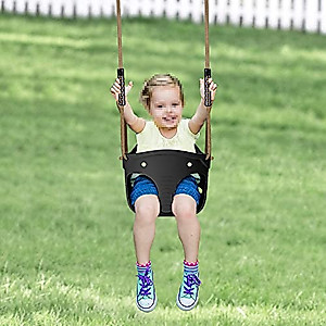SELEWARE Toddler Swing Set Accessories High Back Full Bucket Swing Seats w/Adjustable Rope and 4 Locking Carabiners, Cute Elephant Shape Design 600LB Capacity (2 Pack)