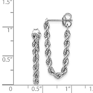 14K White Gold Rope Chain Dangle Post Earring QTL857