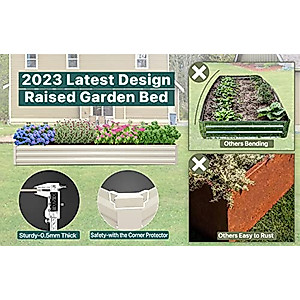 BUTUNITA Beige Raised Garden Bed Outdoor Metal for Gardening Vegetables Flower Garden Planter Box Large Raised Bed,8x4x1ft Beige