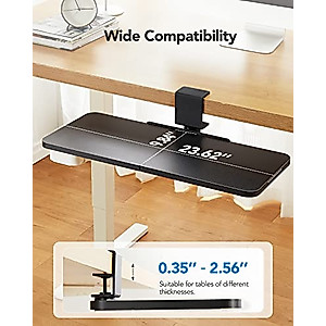 HUANUO Keyboard Tray Under Desk, 360 Rotating Keyboard Tray with Adjustable C Clamp, Ergonomic Keyboard Drawer Slide Out, No Drilling Computer Keyboard & Mouse Tray, 23.62" W x 9.84" D, Black