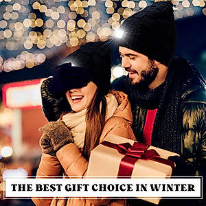 2 Pcs Beanie with Light 5 LED Beanie Hat Cool Stuff for Men Cool Camping Gadgets for Women Adult Knitted LED Stocking Cap Headlamp Winter Hat Christmas Stocking Stuffers Gifts, Battery Powered
