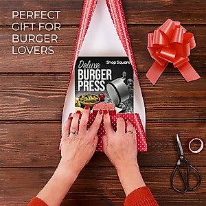 Shop Square Hamburger Press Patty Maker - Adjustable 1/4lb to 3/4lb Burger Press Patty Maker with Patty Ejector - Adjustable Thickness for Burgers, Crab Cakes, and Sausage - Patty Paper Included