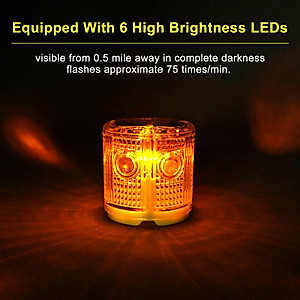 Aolyty Solar Strobe Warning Light Strong Magnetic Base Flashing Super Bright 360 Degree Automatically Turn On Waterproof for Construction Traffic Factory (Yellow)