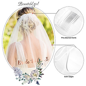 Bachelorette Party Decorations Kit, Bridal Shower Gift Supplies, Rose Gold Bride to Be Bachelorette Sash Veil Crown Tiara for Bride, Team Bride Tribe Sash for Bridesmaids