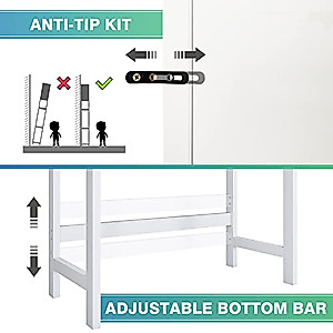 SMIBUY Bathroom Over The Toilet Storage Cabinet, 2 Door Bamboo Cabinet Organizer, Freestanding Space Saver Toilet Rack with Adjustable Inside Shelf and Open Shelf (White)