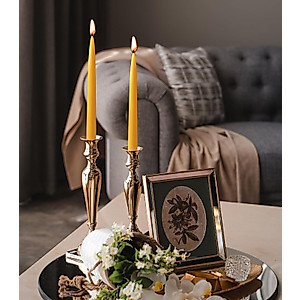 6 Packs Natural Beeswax Taper Candles- 8 inch Beeswax Candles, Smokeless and Dripless Beeswax Candles- 8 Hour Burn Time Beeswax Candlesticks- for Christmas Home Decor Air Purification Spa Relaxation