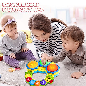 Musical Drum Piano Baby Toys 6 to 12 Months Baby Toys 12 to 18 Months Infant Toys Early Education Music/Lights/Funny Sounds Christmas Birthday Gifts Toys for 1 2 3 4 Year Old Boys