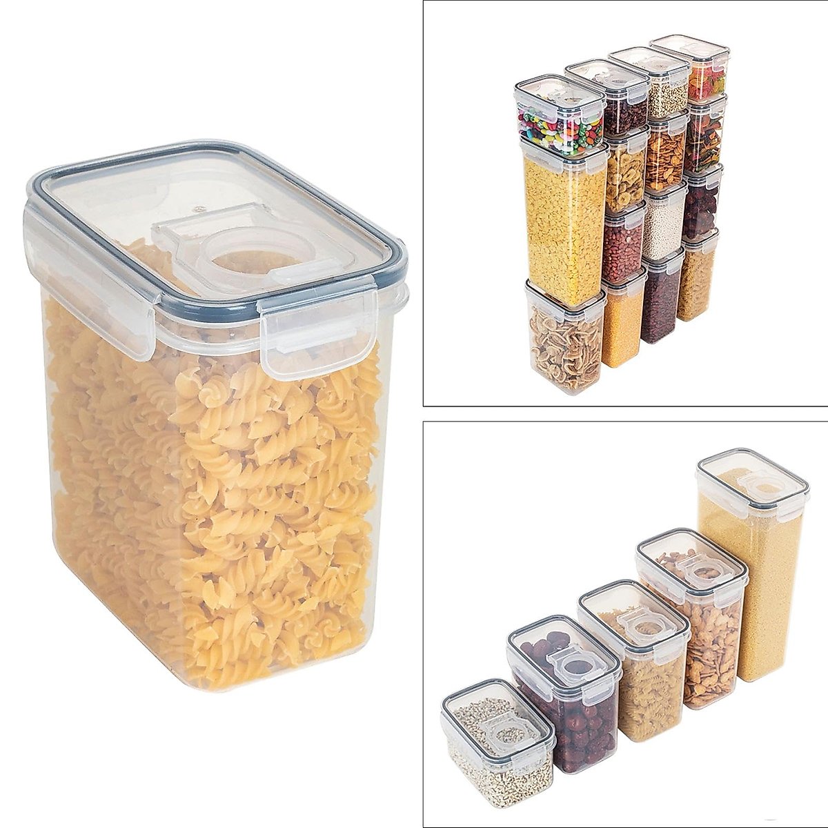 Llazsybz Airtight Clear Storage Containers, Transparent Fresh Keeping Storage Containers with Lids, Pantry Stackable Storage Organizer Keeping Box, 1.6L
